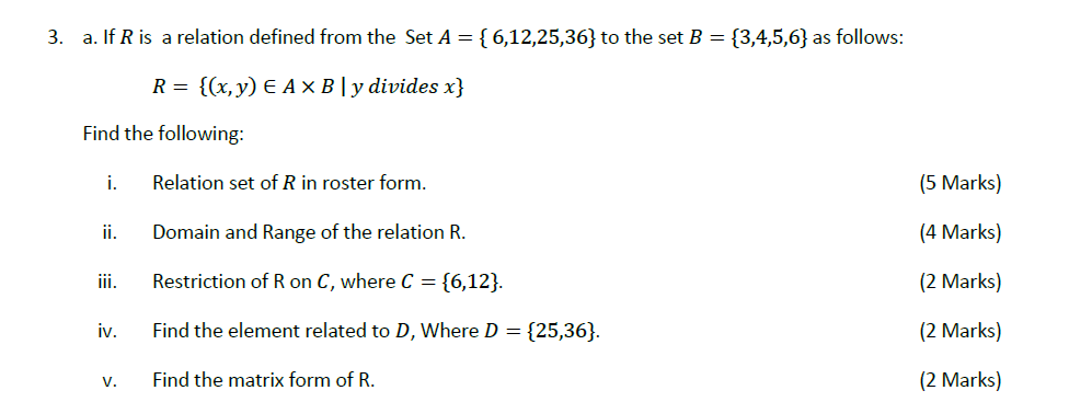 Solved 3. a. If R is a relation defined from the Set | Chegg.com