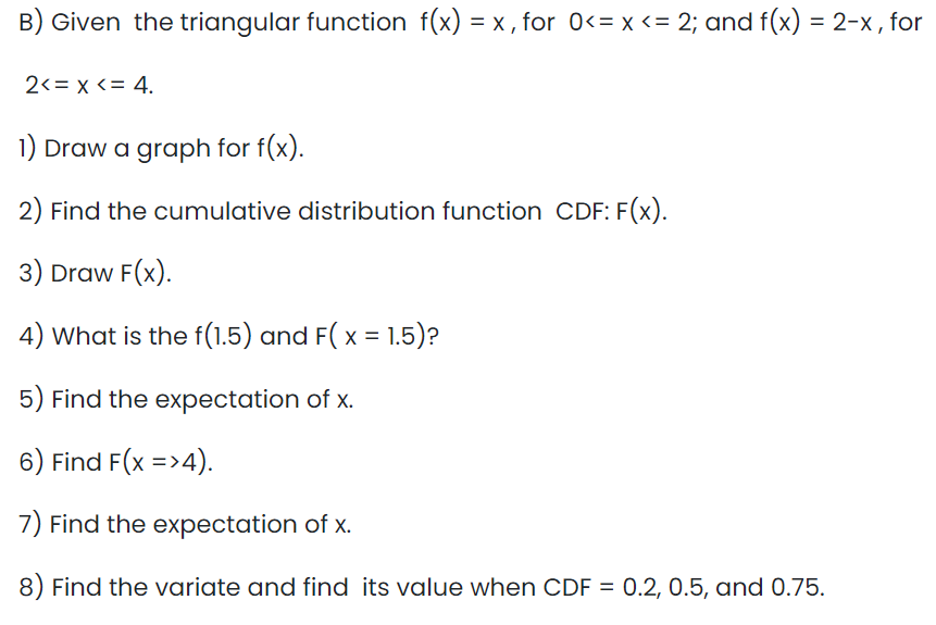 B) Given the triangular function f(x)=x, for 0