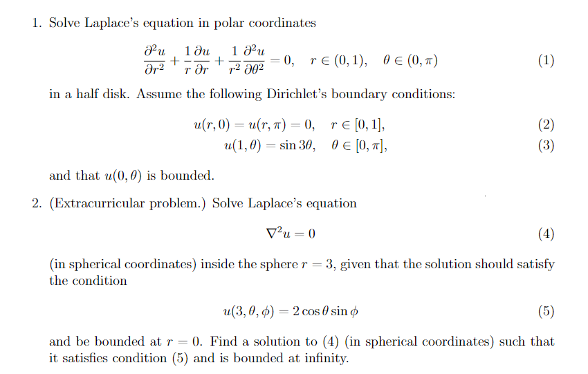 Solved Solve Laplace's equation in polar | Chegg.com