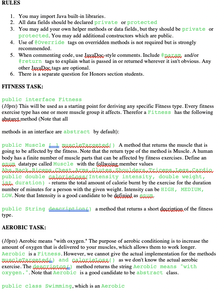 OVERVIEW: 1. Implement the basics of Fitness and | Chegg.com