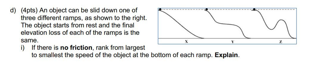 Solved (4pts) An object can be slid down one of three | Chegg.com