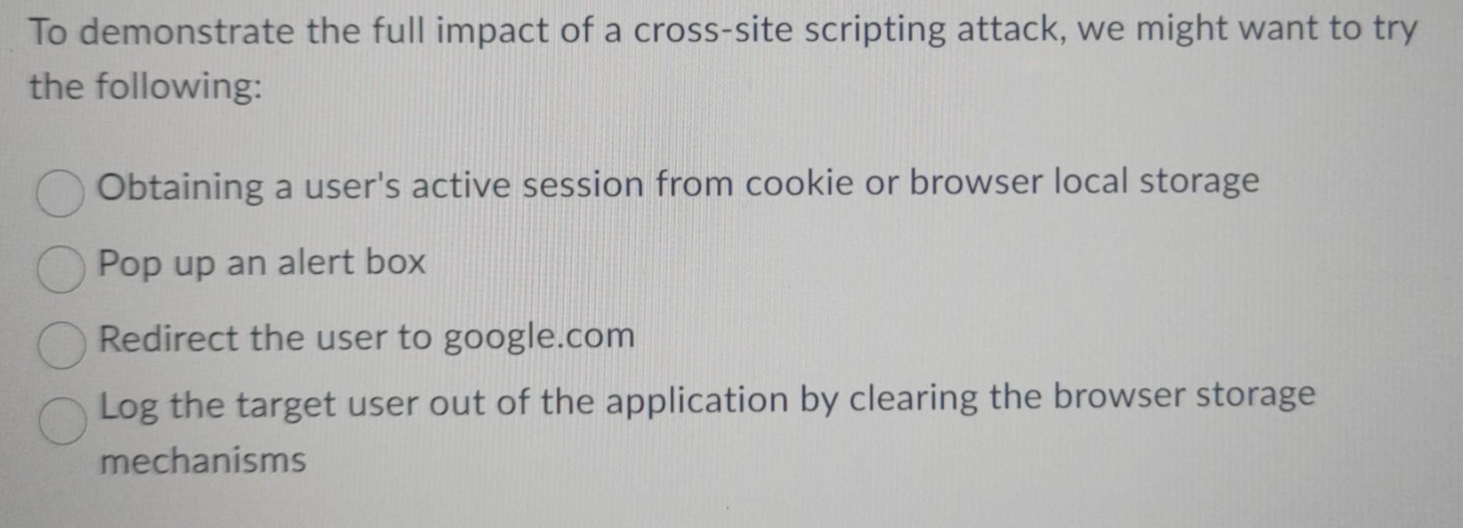 Solved To demonstrate the full impact of a cross-site | Chegg.com