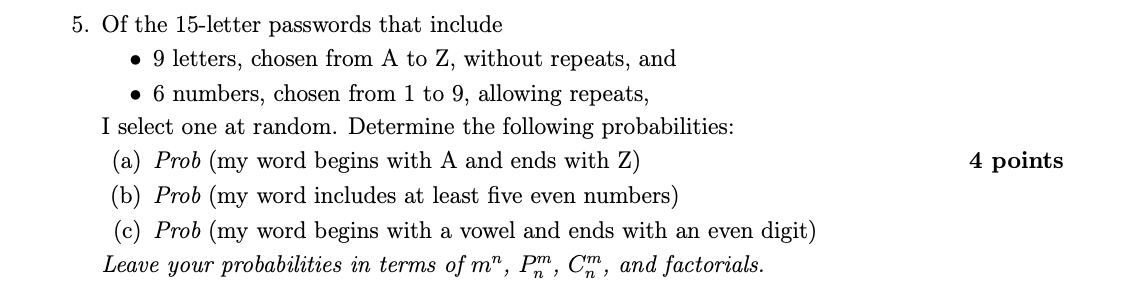 Solved 5. Of the 15-letter passwords that include • 9 | Chegg.com