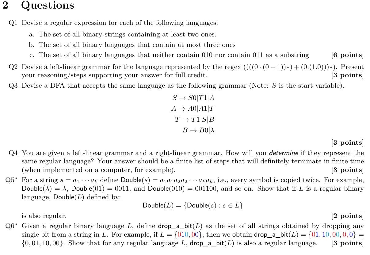 Solved Q1 Devise a regular expression for each of the | Chegg.com