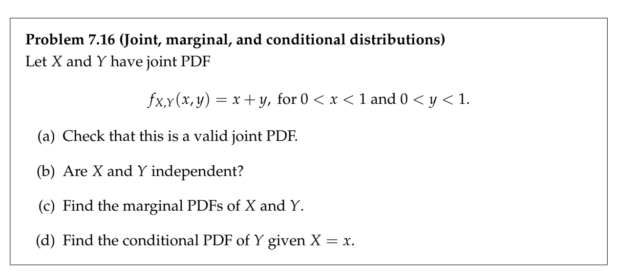 Solved Problem 7.16 (Joint, marginal, and conditional | Chegg.com