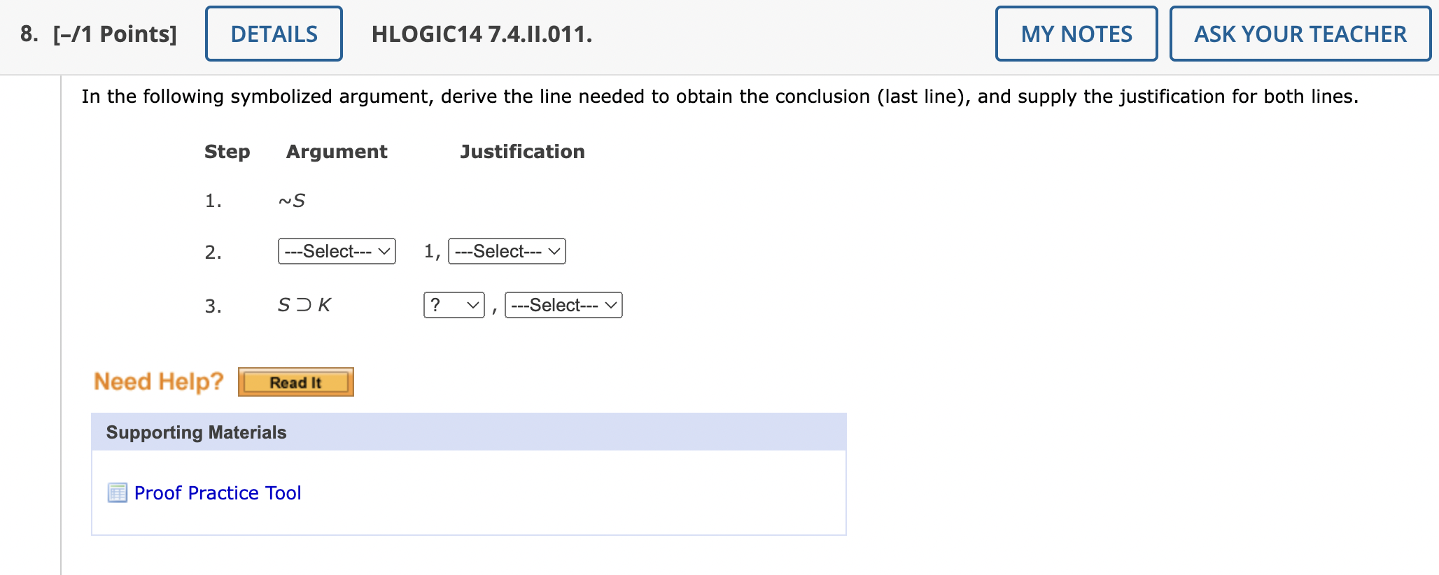 In the following symbolized argument, derive the line | Chegg.com