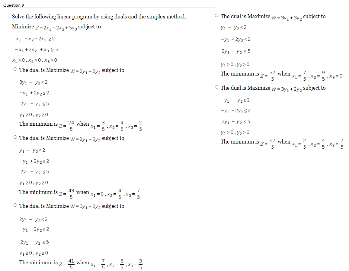 Solved Solve the following linear program by using duals and | Chegg.com