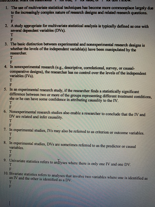 Solved 1 The Use Of Multivariate Statistical Techniques Has Chegg