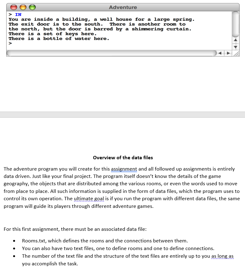 Solved Overview of the data files The adventure program you | Chegg.com