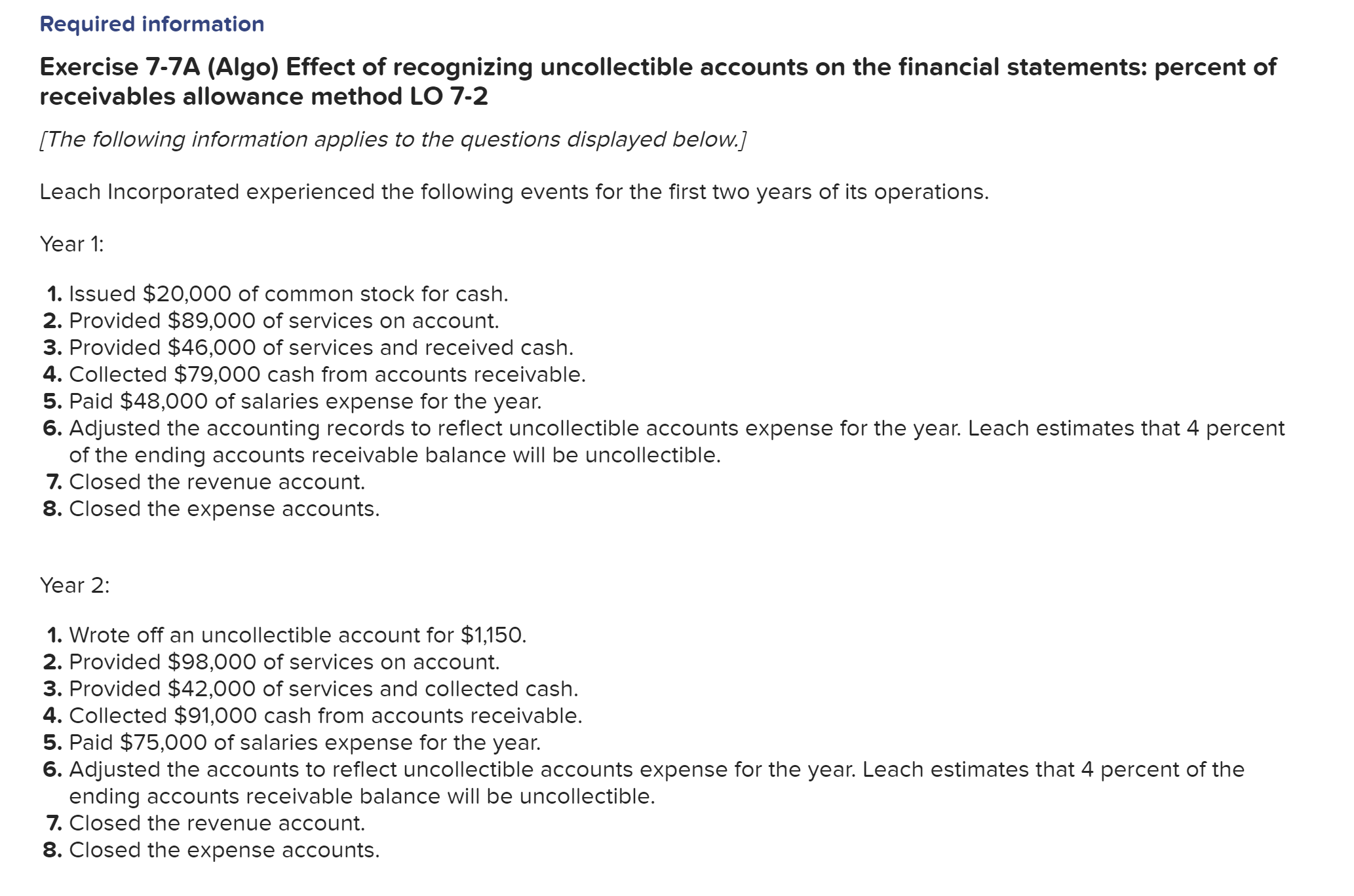 Solved Exercise 7-7A (Algo) Effect of recognizing | Chegg.com