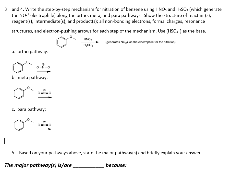 Solved and 4. Write the step-by-step mechanism for nitration | Chegg.com