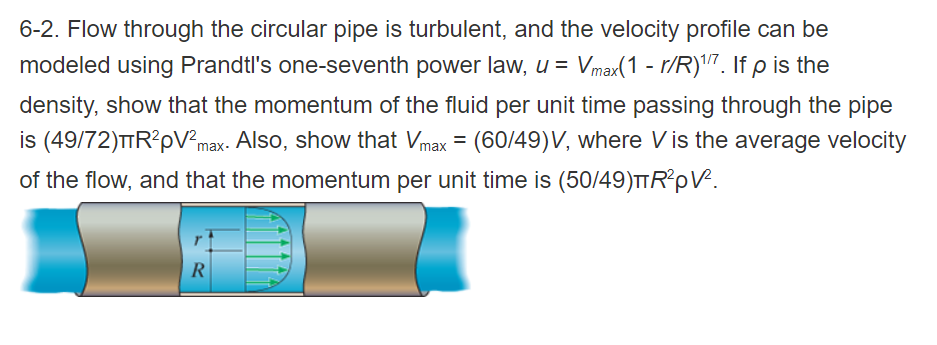 Solved 6-2. Flow through the circular pipe is turbulent, and | Chegg.com