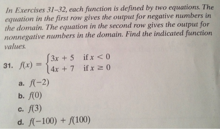 Solved In Exercises 31-32, each function is defined by two | Chegg.com