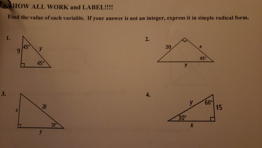 Solved HOW ALL WORK and LABEL!!!! Find the value of each | Chegg.com