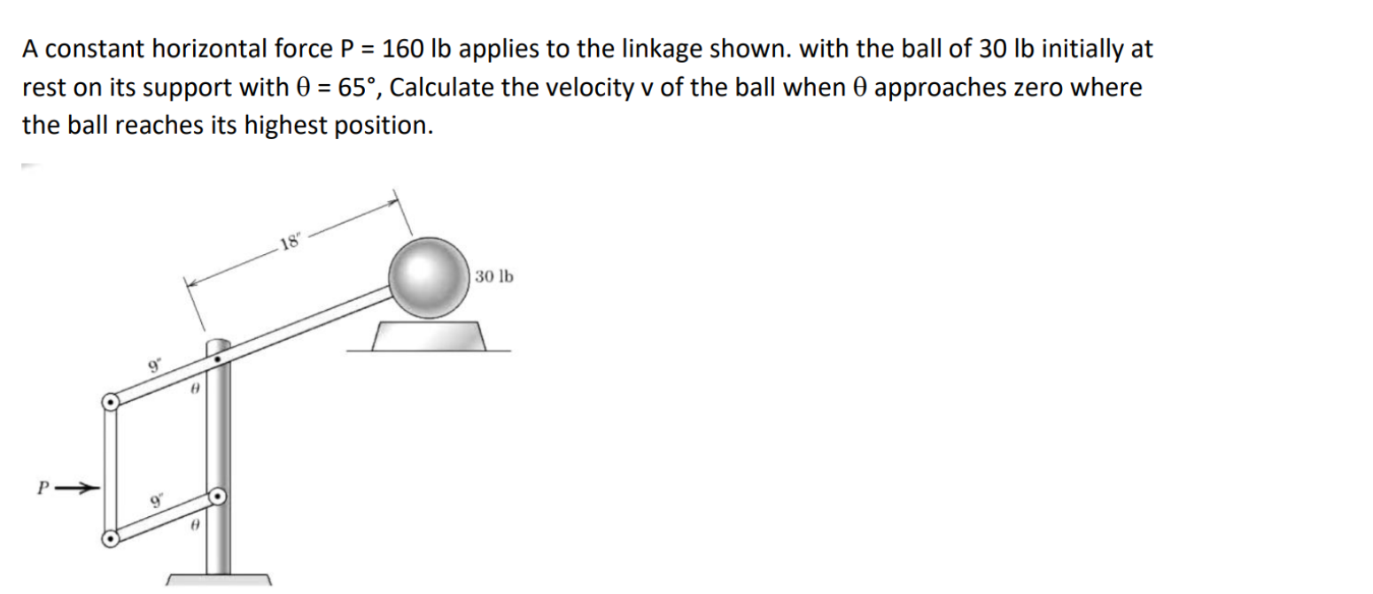 Solved A constant horizontal force P = 160 lb applies to the | Chegg.com