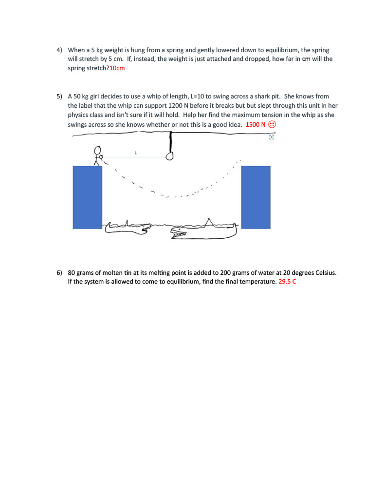 Solved 4) When a 5 kg weight is hung from a spring and | Chegg.com