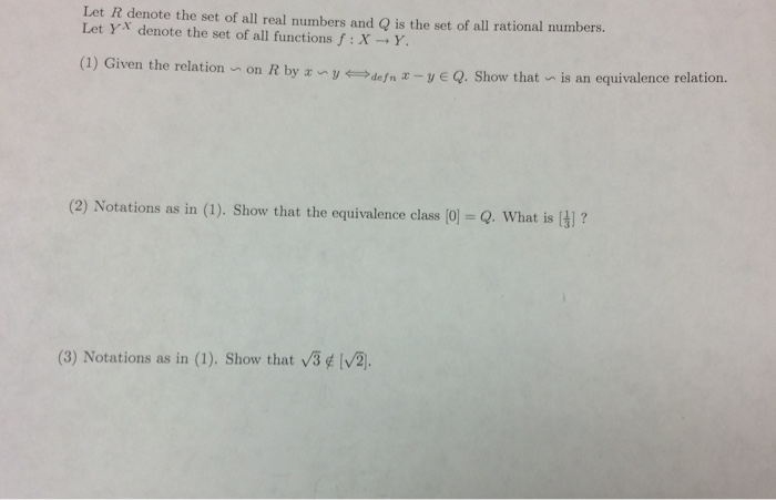 Solved Let R denote the set of all real numbers and Q is the | Chegg.com