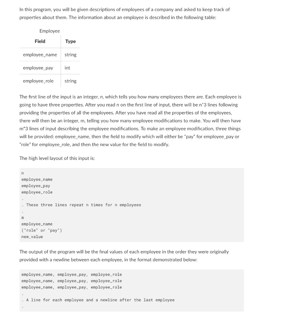 Solved In this program, you will be given descriptions of | Chegg.com