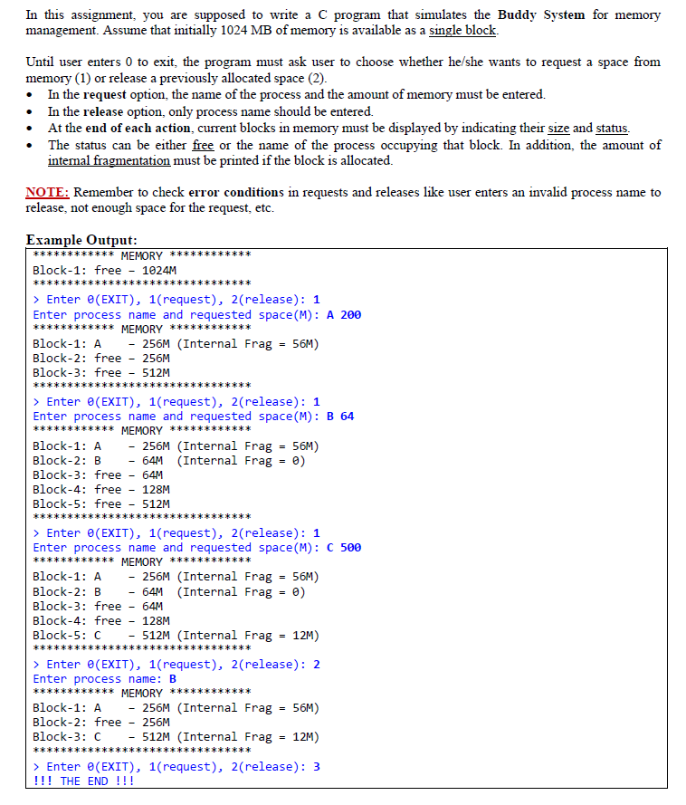 Solved In this assignment, you are supposed to write a C | Chegg.com