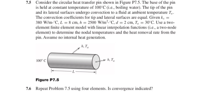 Solved Consider the circular heat transfer pin shown in | Chegg.com