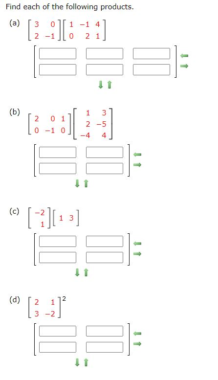 Solved Find each of the following products. (a) 3 (2_1:21] 1 | Chegg.com