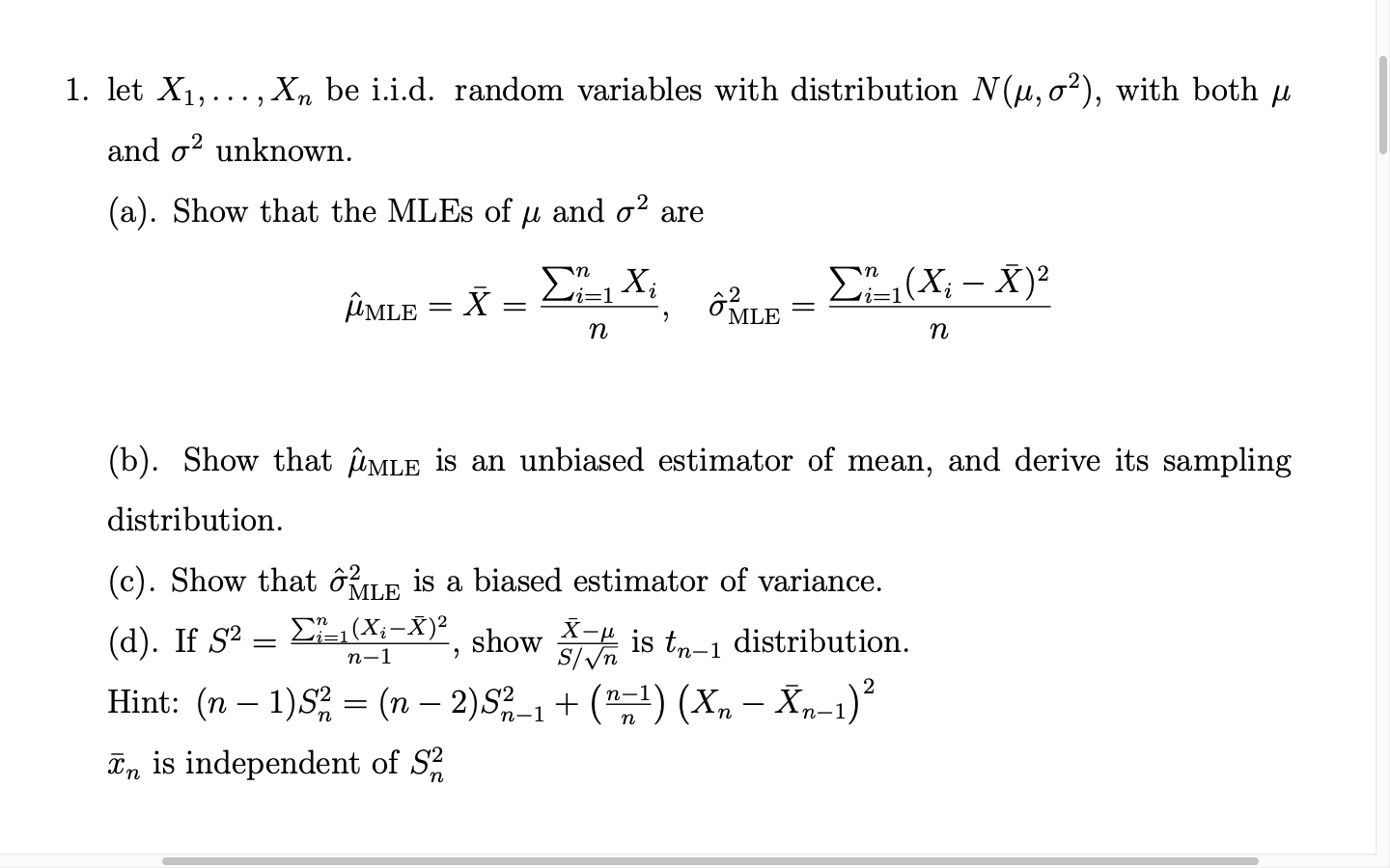 Solved 1. let X1, ..., Xn be i.i.d. random variables with | Chegg.com