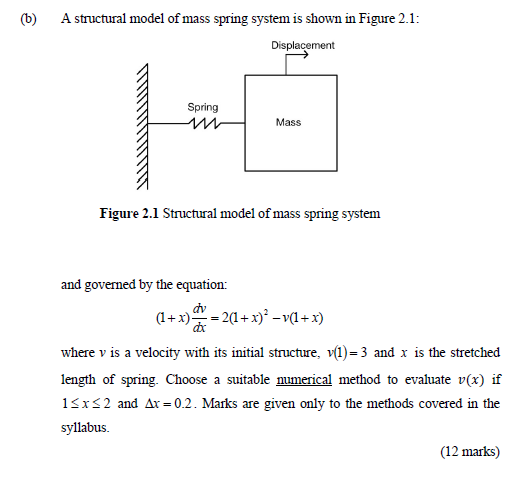Solved (6) A structural model of mass spring system is shown | Chegg.com