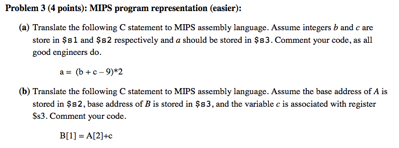 Solved Problem 3 4 Points Mips Program Representation 2183