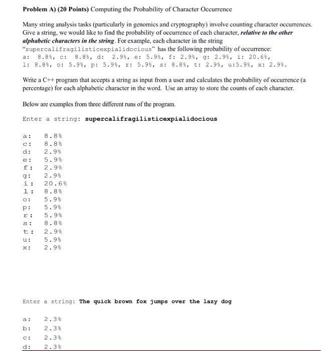 Solved Problem A) (20 Points) Computing the Probability of | Chegg.com