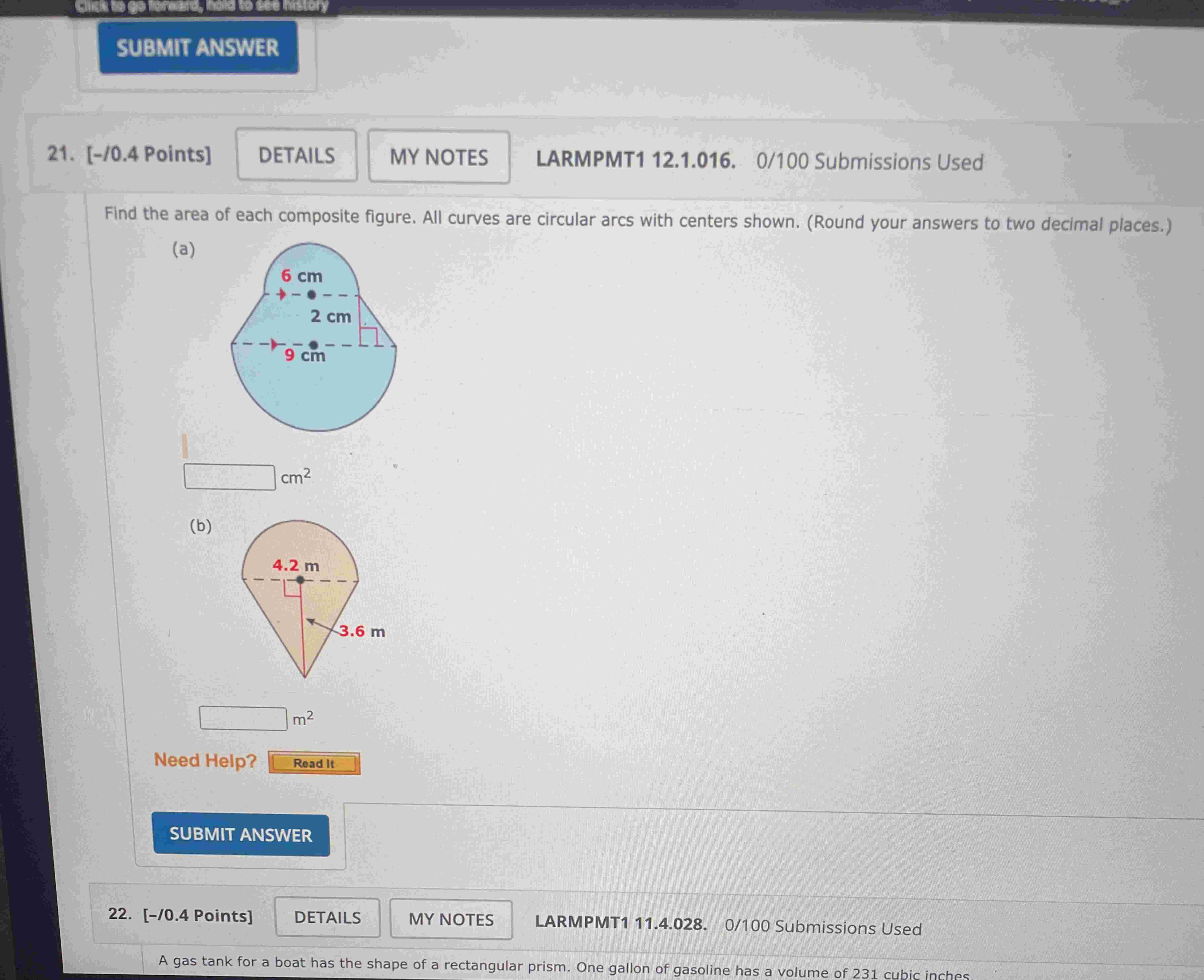 Solved Find the area of each composite figure. All curves | Chegg.com