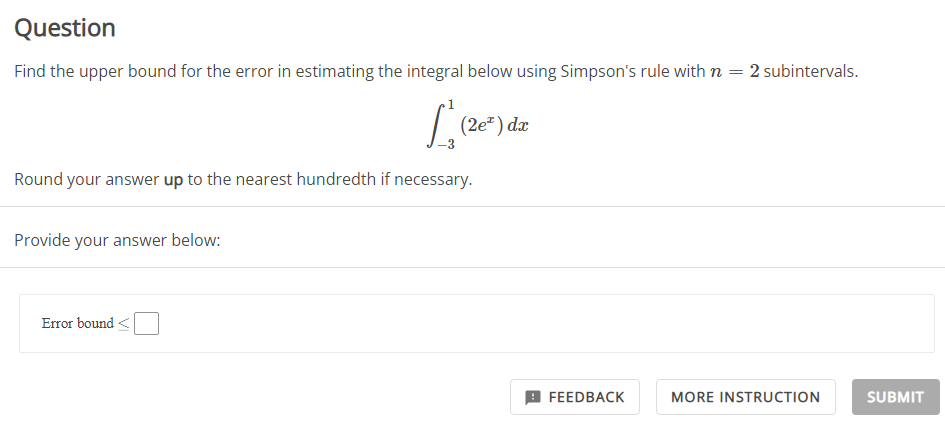 Solved Question Find the upper bound for the error in | Chegg.com