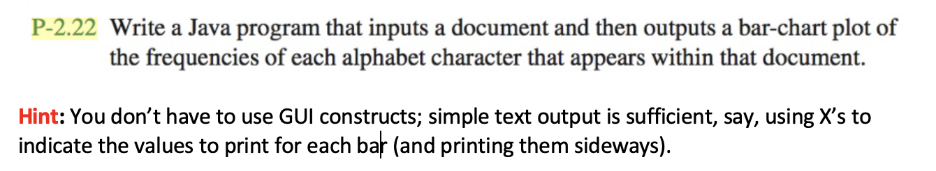 Solved P-2.22 Write a Java program that inputs a document | Chegg.com
