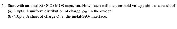 Solved 5. Start with an ideal Si/SiO2 MOS capacitor. How | Chegg.com
