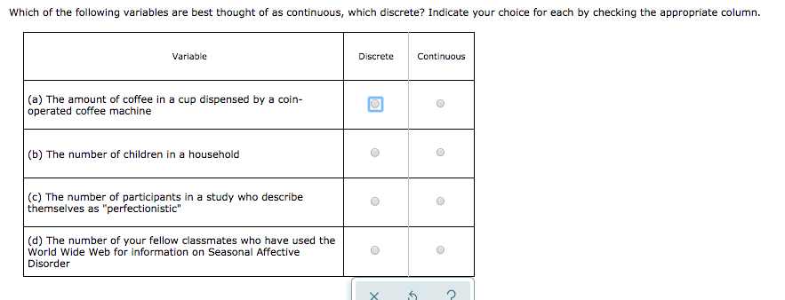 Solved Which of the following variables are best thought of | Chegg.com
