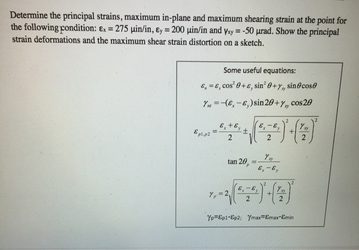 Solved Determine the principal strains, maximum in-plane and | Chegg.com