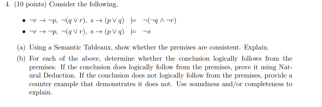 4. (10 points) Consider the following, - | Chegg.com