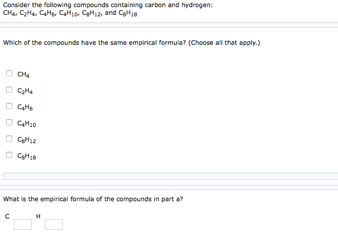 Solved Consider the following compounds containing carbon | Chegg.com
