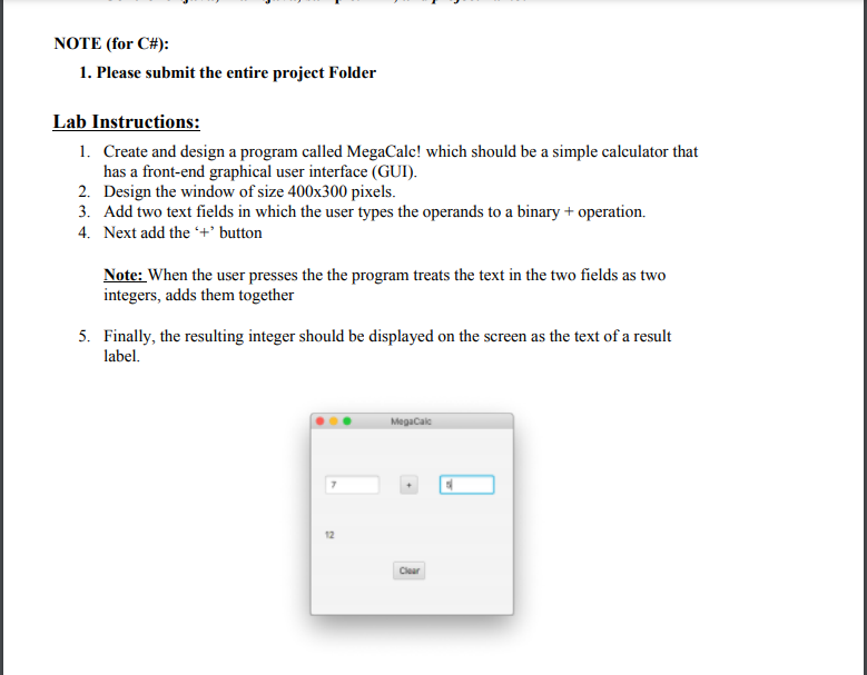 Solved NOTE (for C#): 1. Please submit the entire project | Chegg.com
