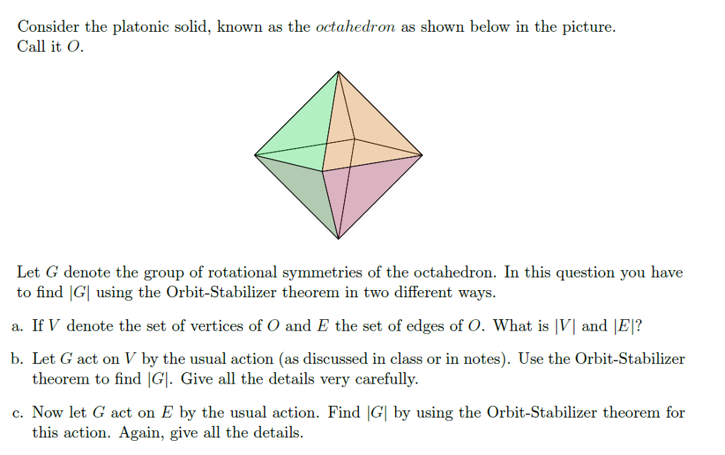Solved Consider the platonic solid, known as the octahedron | Chegg.com