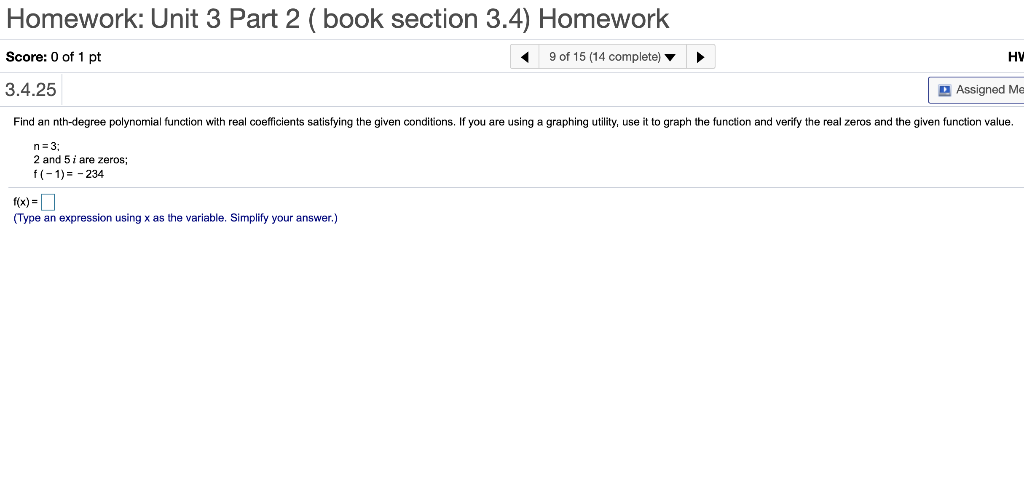 Solved Homework: Unit 3 Part 2 (book section 3.4) Homework | Chegg.com