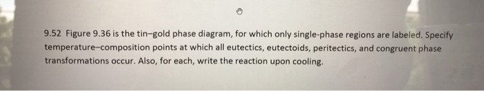 Figure 9.36 is the tin-gold phase diagram, for which | Chegg.com