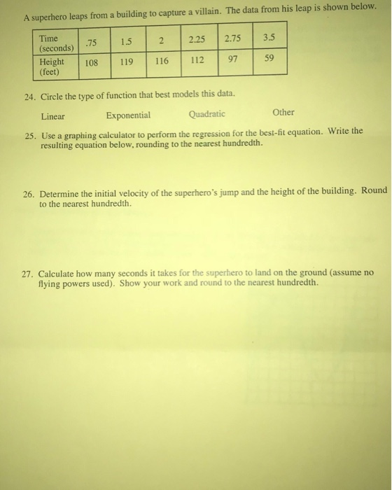 Solved A superhero leaps from a building to capture a | Chegg.com
