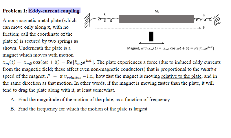 Problem 1: Eddy-current coupling A non-magnetic metal | Chegg.com