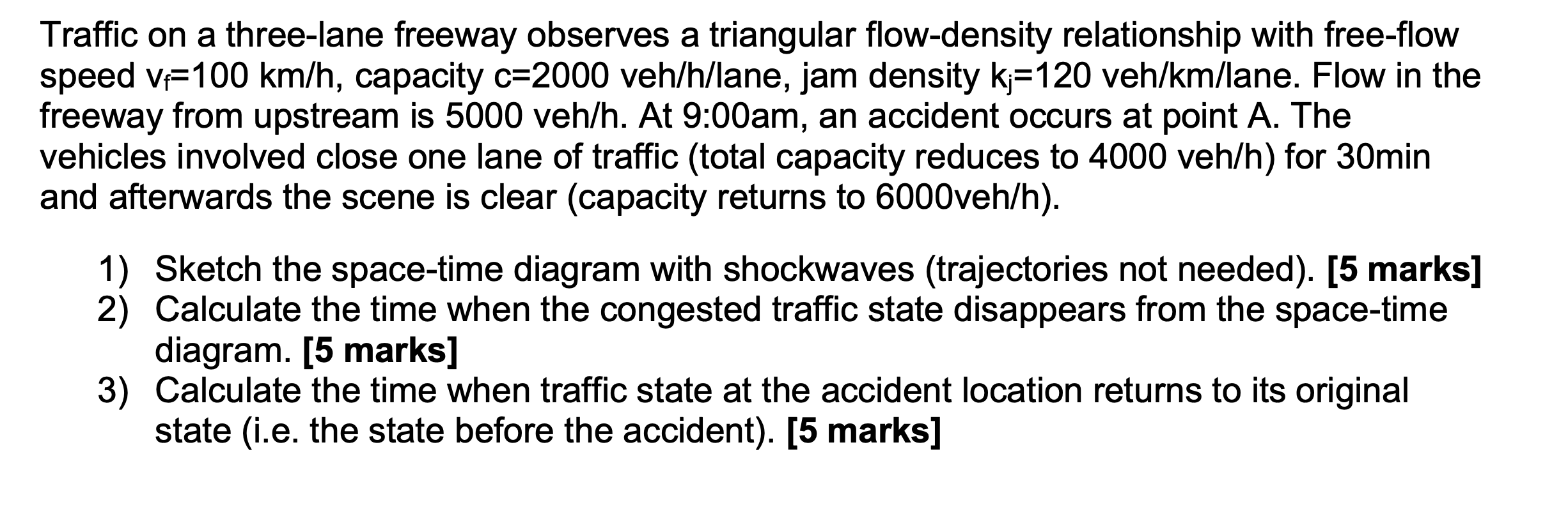 Solved Traffic on a three-lane freeway observes a triangular | Chegg.com