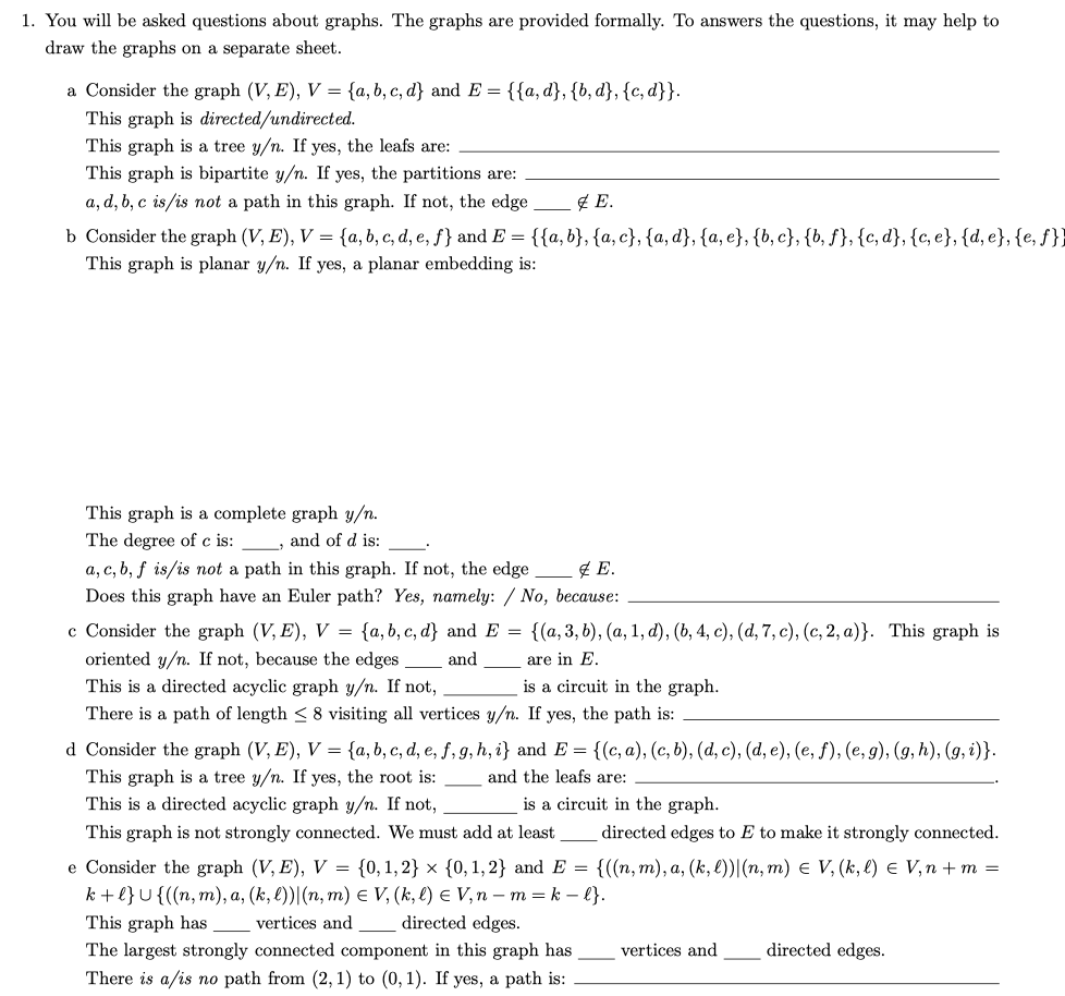 Solved 1. You will be asked questions about graphs. The | Chegg.com