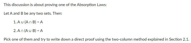 Solved This discussion is about proving one of the | Chegg.com