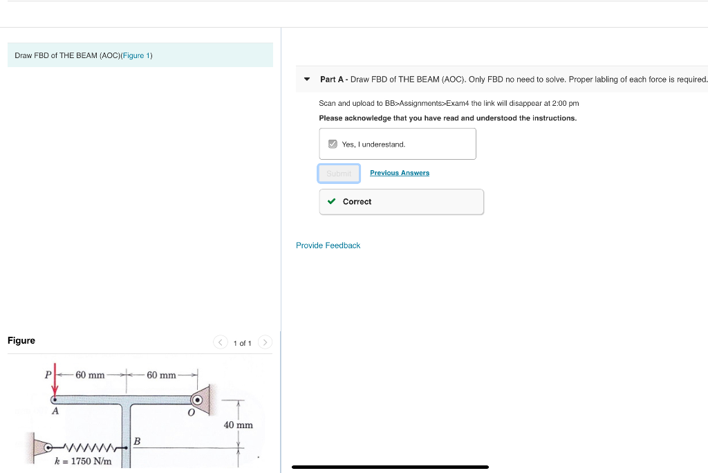 Solved Draw FBD of THE BEAM (AOC) (Figure 1) Part A - Draw | Chegg.com