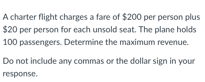 Solved A charter flight charges a fare of $200 per person | Chegg.com