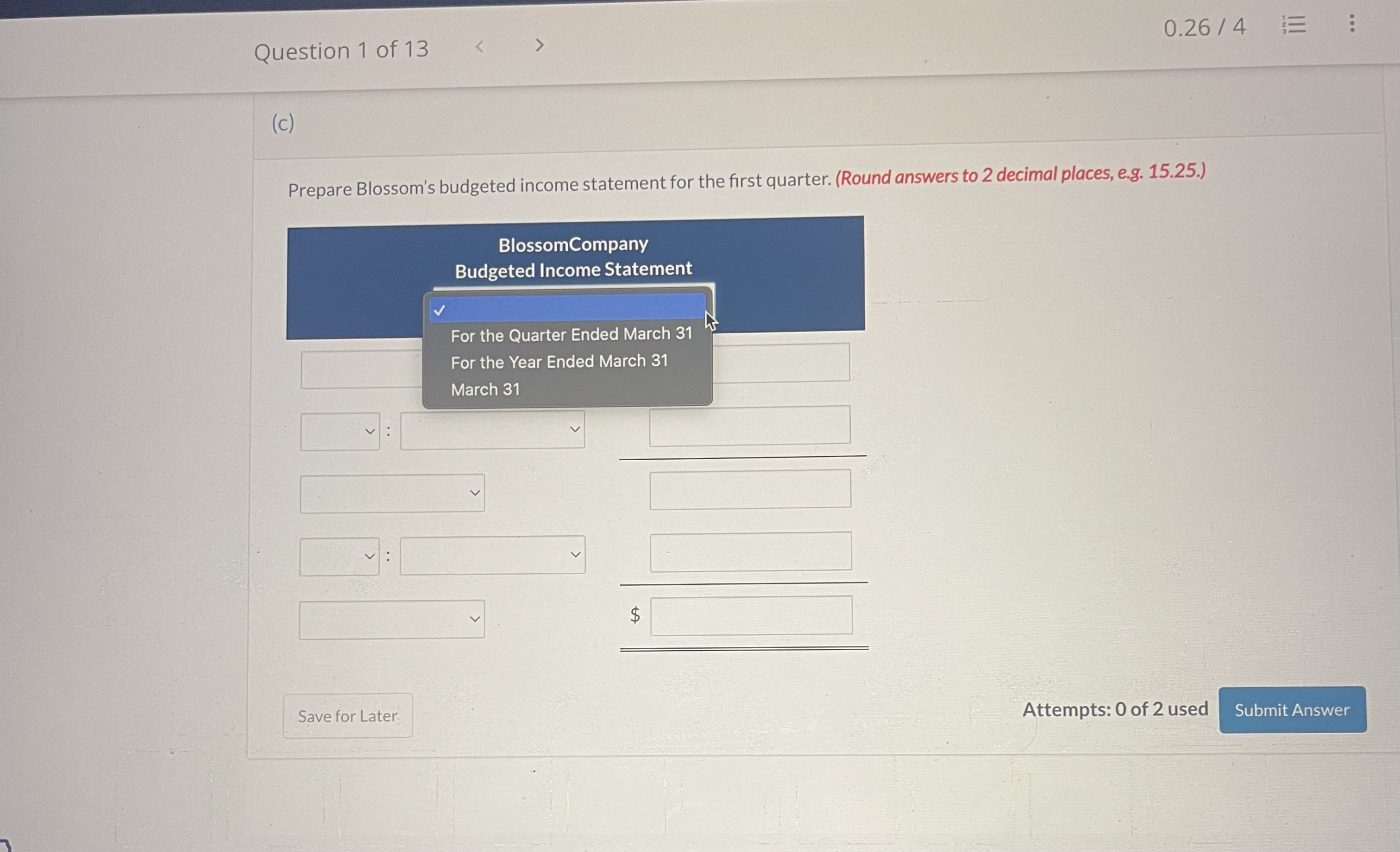 Prepare the schedule of COGS for Blossom's first | Chegg.com