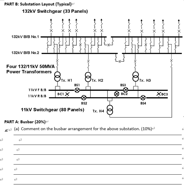 Solved PART B: Substation Layout (Typical) 132kV Switchgear | Chegg.com